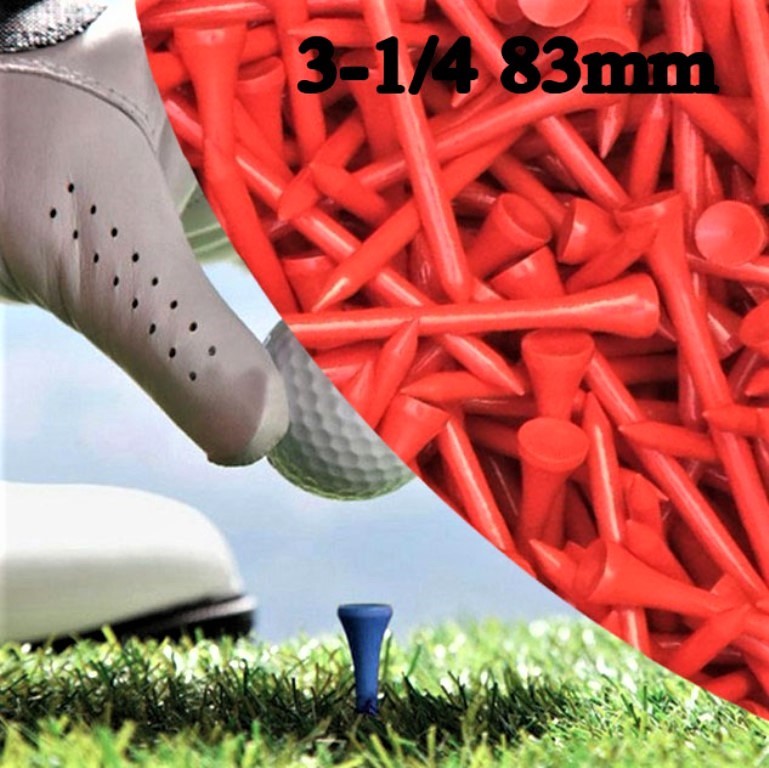 X 100 Orange NEW GOLF TEE NATURAL WOODED TEES 3-1/4" 83MM LONG LENGTH ...