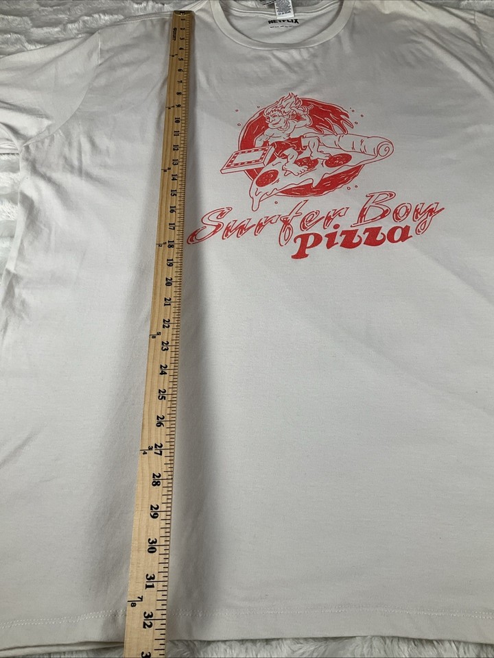 Surfer Boy Pizza Men’s White T Shirt Size XXL Netflix Stranger Things ...