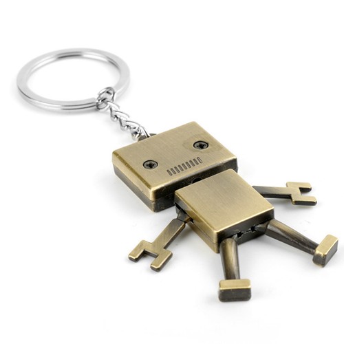 Mini Cute Movable Metal Robot Keychain Keyring Key Chain Ring Bag Purse ...