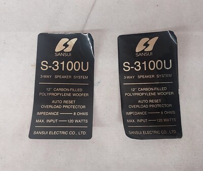 SANSUI S-3100U Speaker Sticker Badges | eBay