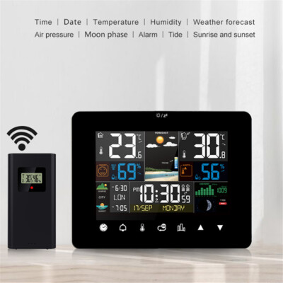 Digital LCD Indoor Outdoor Weather Station Clock Calendar Thermometer ...