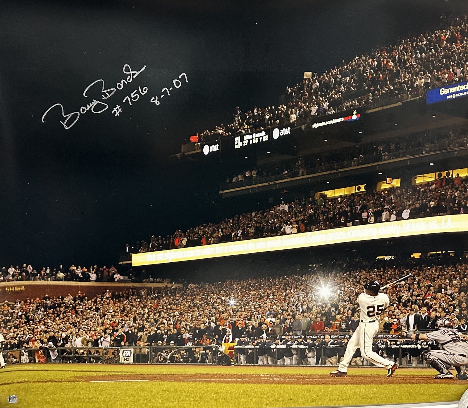 Barry Bonds #756 8-7-07 Signed 20x24 Photo Bonds Hologram & Signed Cert ...