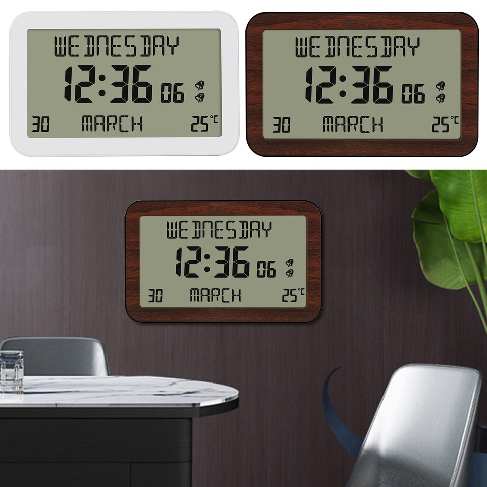 Easy Read Calendar Clock - Auto Time & Date with Indoor Temperature ...