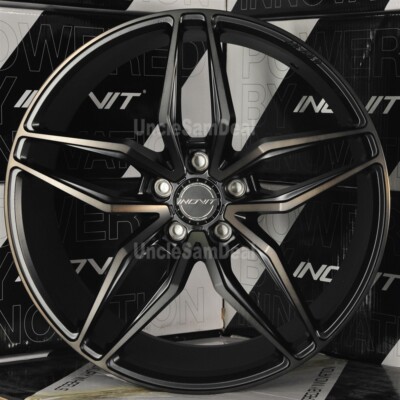 20x8.5 5x114.3 +35 INOVIT VECTOR II BLACK MACHINE FACE SATIN 10 SPOKE ...