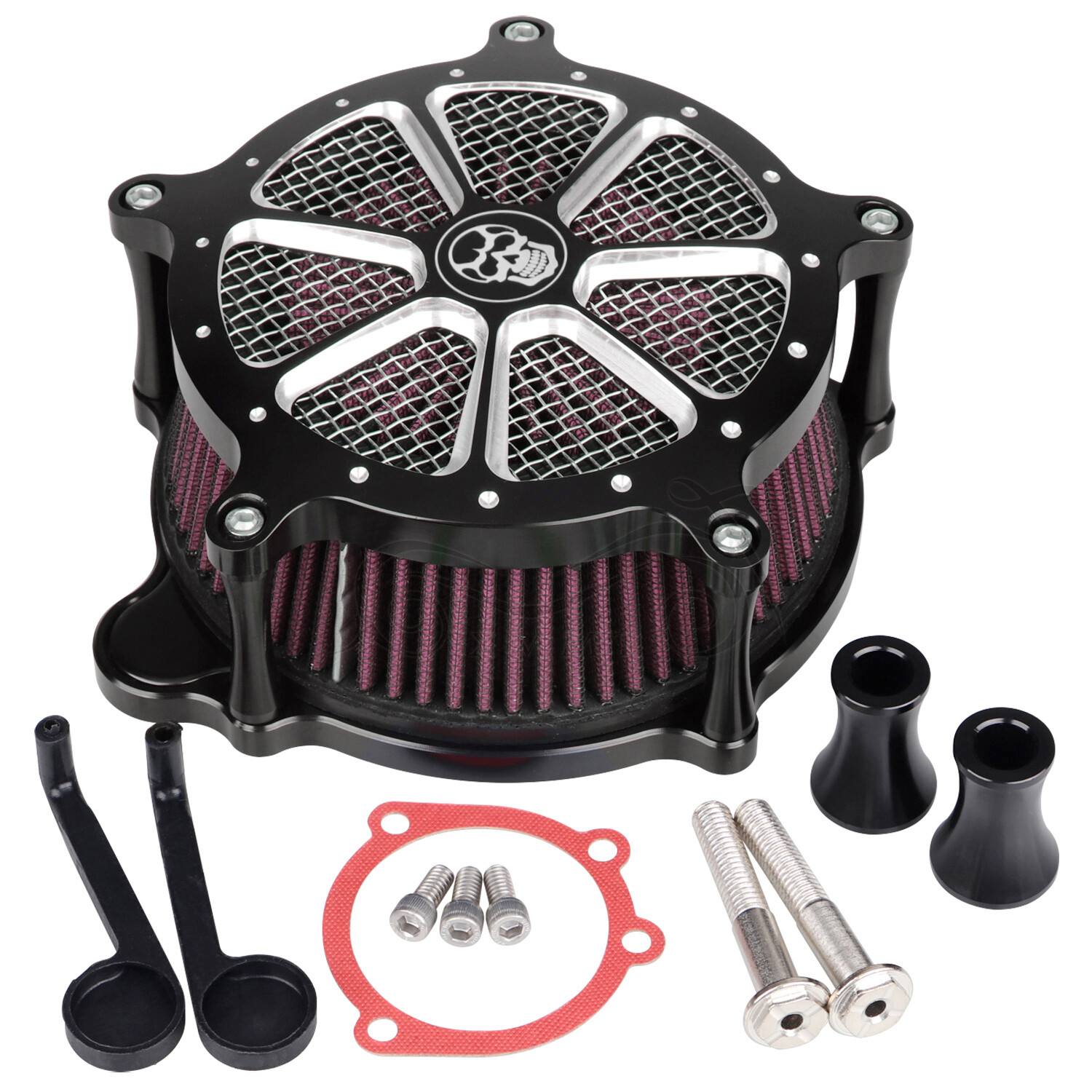Skull Air Cleaner Red Intake Filter Fits Fit For Harley Road King ...