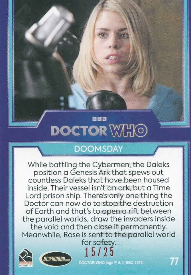 Rare New 2023 Doctor Who Red TARDIS Parallel Base chase card number 77 ...