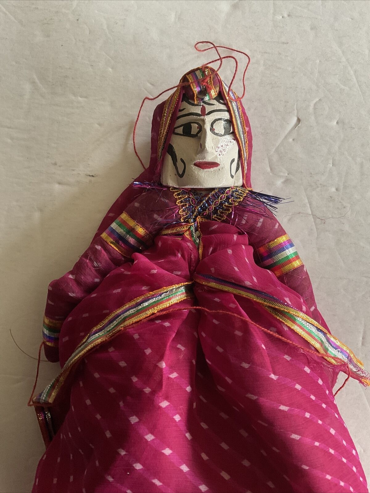 Indian Vintage Hand Crafted Wooden Head & Cloth Man & Woman Puppet ...