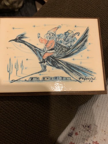 Vintage Degrazia Desert Santa Plaque Claus Roadrunner Christmas Holiday ...