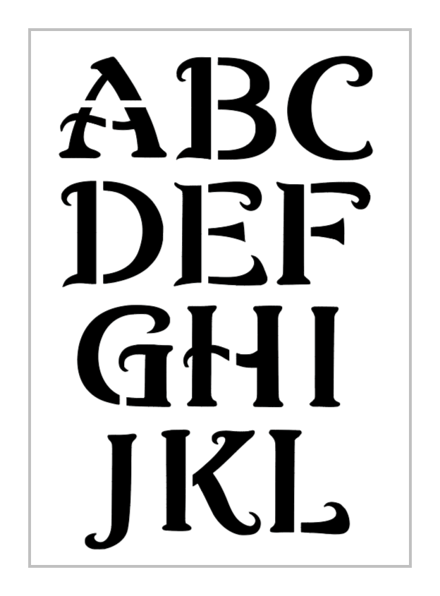 ROMANCE Alphabet Stencil 2 Inch Fancy Curl Love Font Letters Uppercase ...
