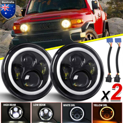 For Toyota FJ Cruiser 7" Inch LED Headlights Amber Hi-Lo Lights DRL ...