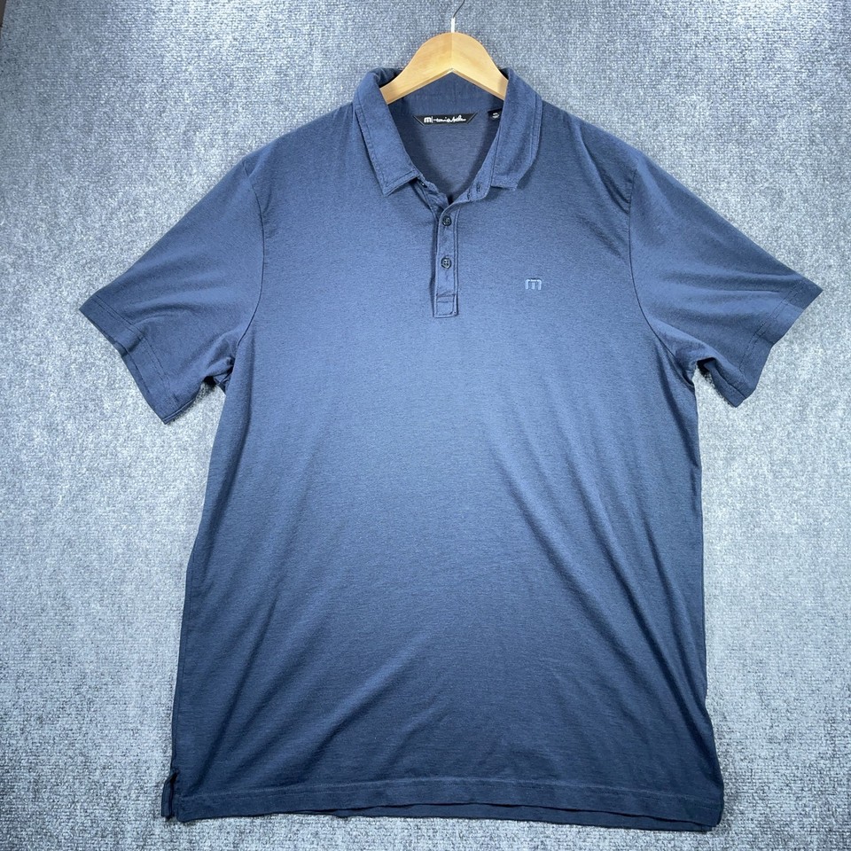 Travis Mathew Golf Polo Mens 2XL Blue Short Sleeve Performance Stretch ...
