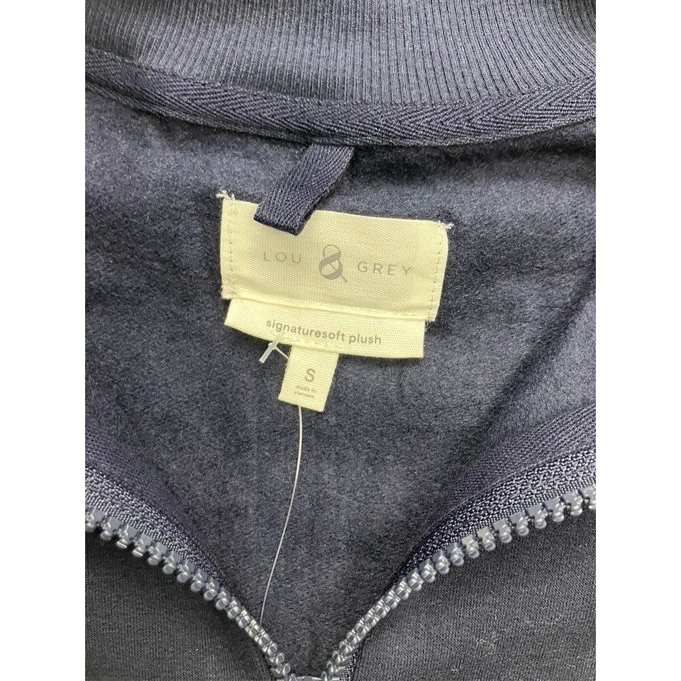 Lou & Grey Signature Soft Plush Half Zip Sweatshirt Navy Blue Size ...