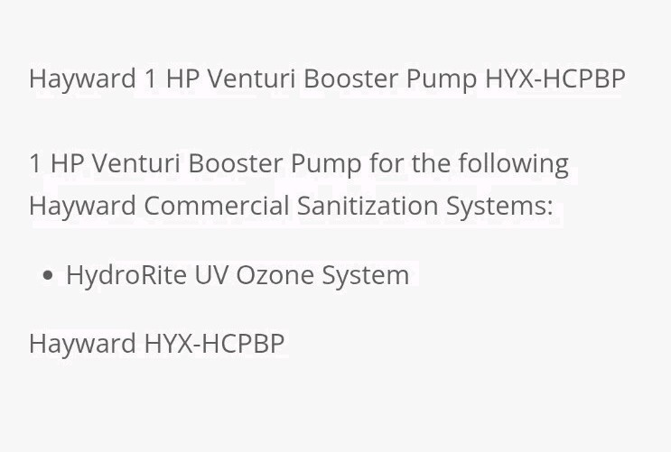 Hayward HydroRite Commercial Pool Venturi Booster PUMP & MOTOR - HYD ...