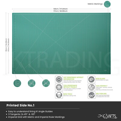 A0 Self Healing Cutting Mat 900x1200mm | Craft Cutting Pad | 5 Ply PVC ...