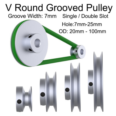 V Grooved Pulley PU Round Belt Pulleys Aluminum OD 20-100mm Hole7-25mm ...