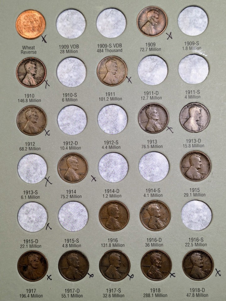 68 Coin Set 1909-1940 LINCOLN WHEAT PENNY CENT - Early Dates Collection ...