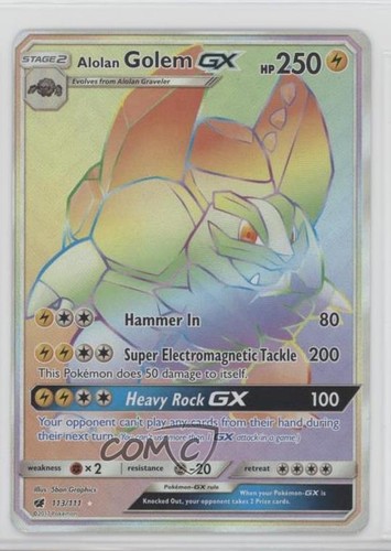 2017 Pokémon Sun & Moon - Crimson Invasion Alolan Golem GX Rainbow #113 ...