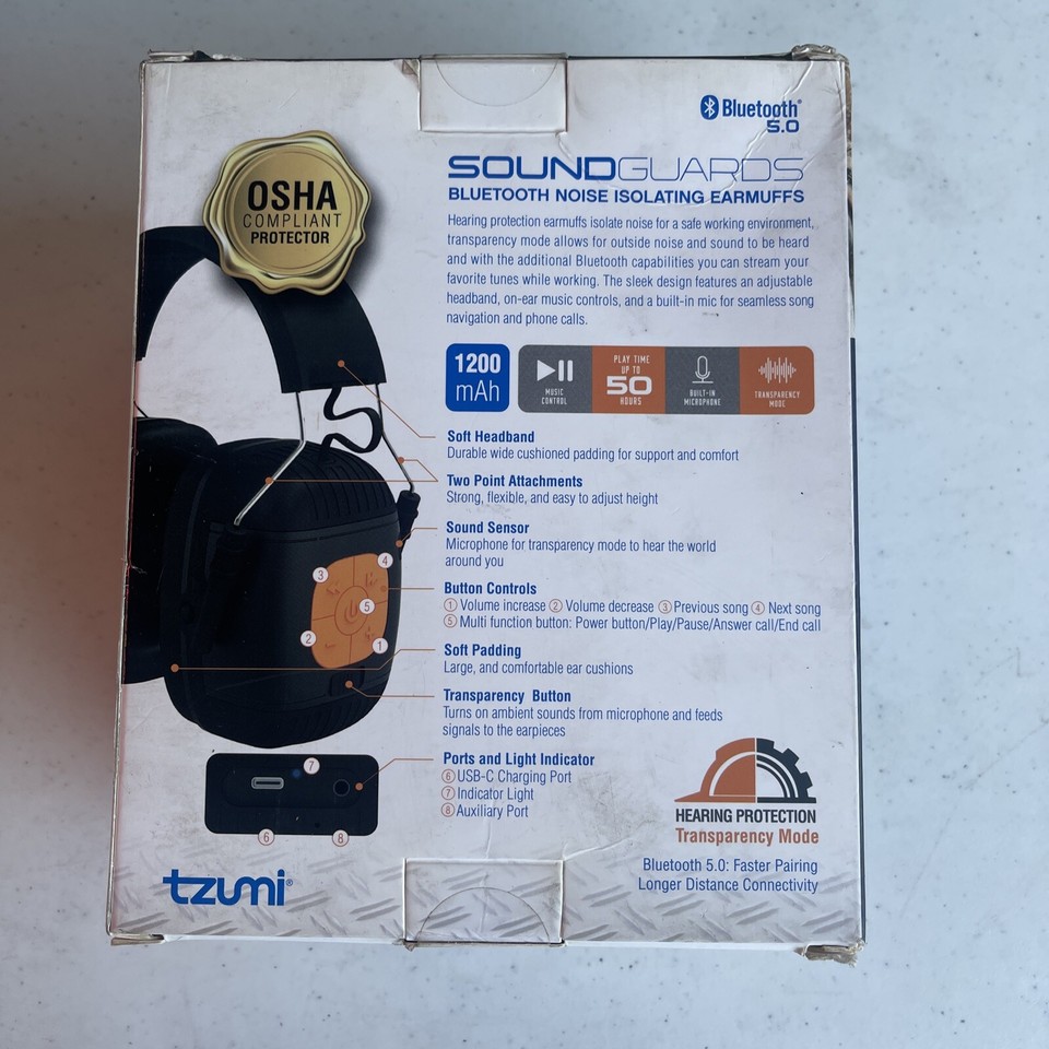 Tzumi Sound Guards, Noise-Cancelling Bluetooth Headphones, Hearing ...