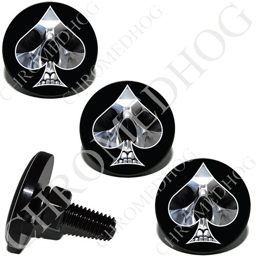 4 Black Billet Aluminum - Custom License Plate Frame Tag LG Bolts ...