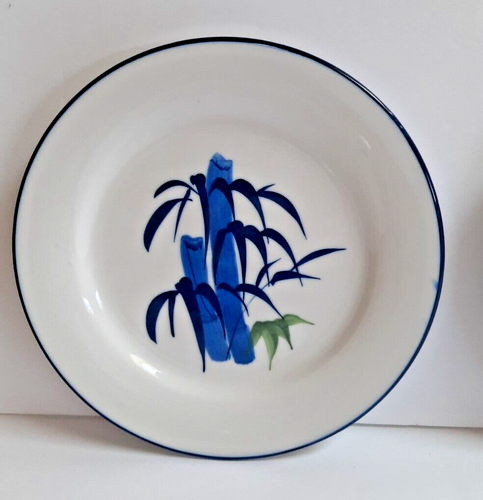 Blue & White 7" Round Plates Set of 2 Chinese Bamboo Design Unbranded ...