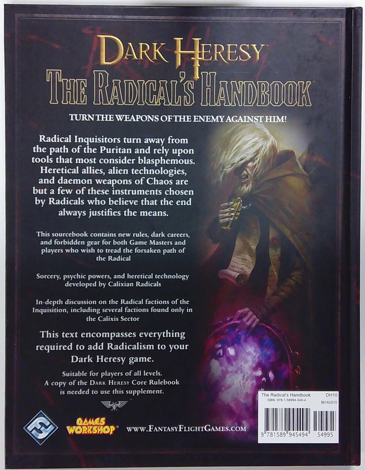 WARHAMMER 40K DARK HERESY RPG: THE RADICAL'S HANDBOOK (FFG) (GW ...