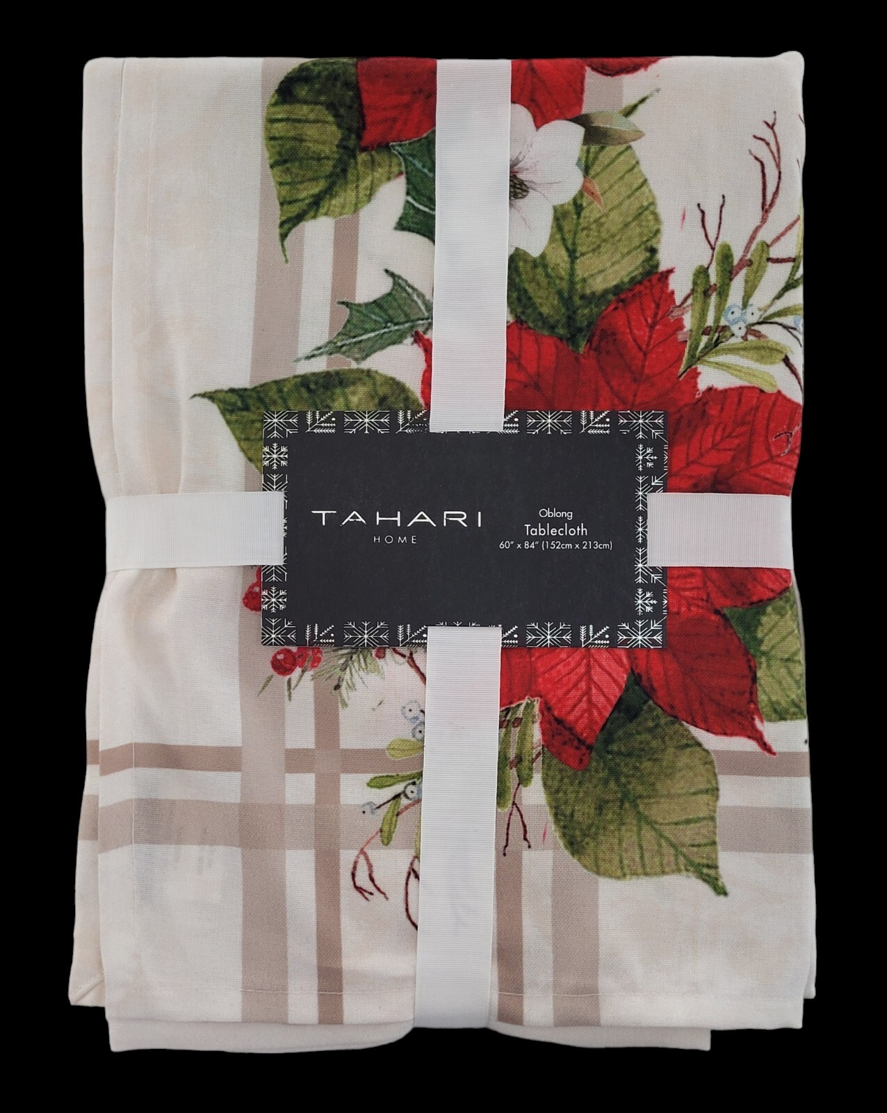 New Tahari Oblong Tablecloth 60 x 84 Seats 6-8 Christmas Holidays ...