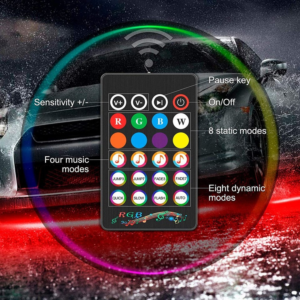 RGB LED Strips Under Car Truck Tube Underbody Underglow Neon Lighting ...