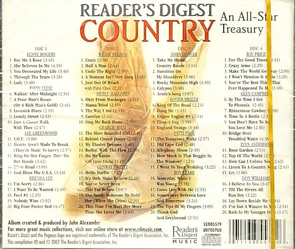 Readers Digest Country Music All Star Treasury CD 2007 BRAND NEW ...