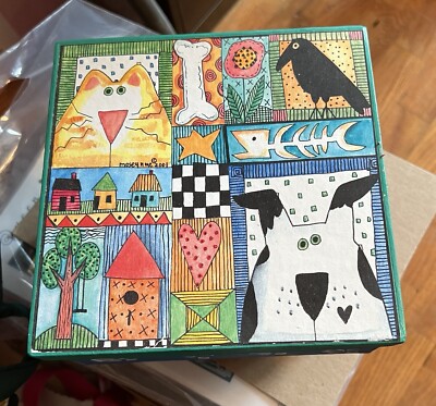 Paper Mache Hand Painted Box With Cross Stitch Chart | eBay