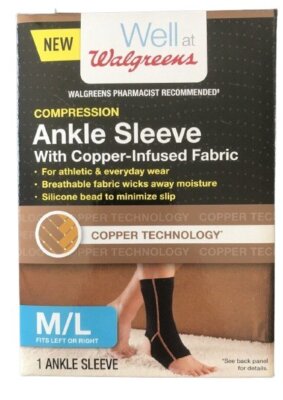 Walgreens Compression Ankle Sleeve With Copper Infused Fabric M/L | eBay