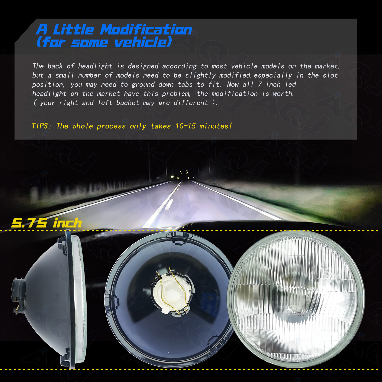 4PC 5-3/4 5.75 Inch Round LED Headlight Hi/Lo Beam For Chevy El Camino ...