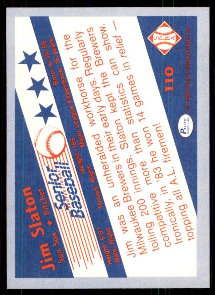 1990 Pacific Senior League Jim Slaton Baseball Cards #110 | eBay
