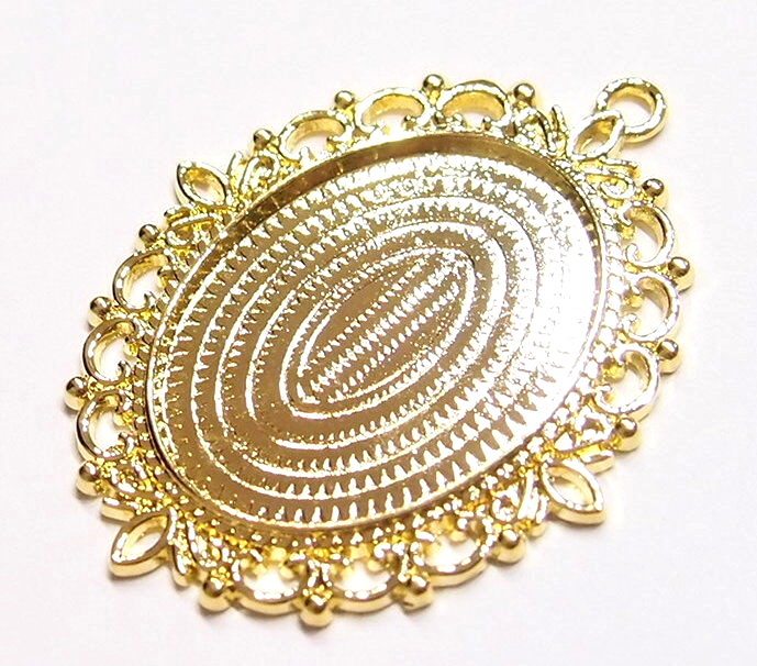 4 of 40x30mm Shiny Gold Victorian Deco Four Loops w/Scallops Pendant ...