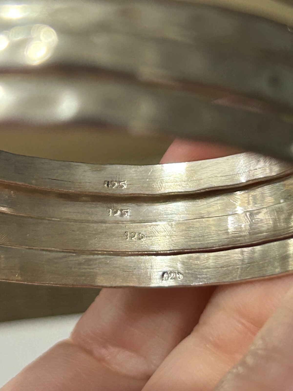Hammered Set Of 4 Signed 925 Sterling Silver Bangle Bracelets 6.5" | eBay
