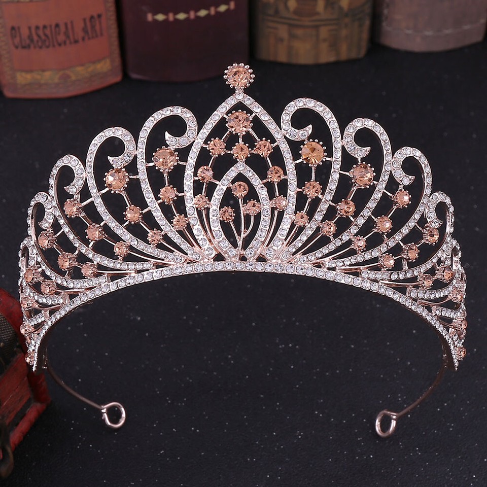 41 Styles Rose Gold Crystal Queen Princess Tiara Crown Wedding Queen ...