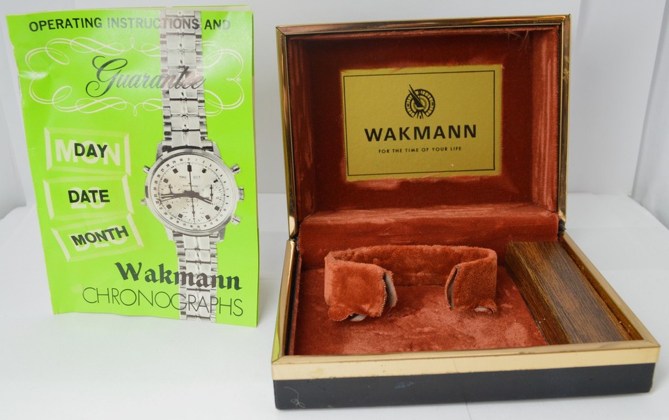 VINTAGE WAKMANN STAINLESS TRIPLE DATE CHRONOGRAPH WATCH BOX & PAPER | eBay