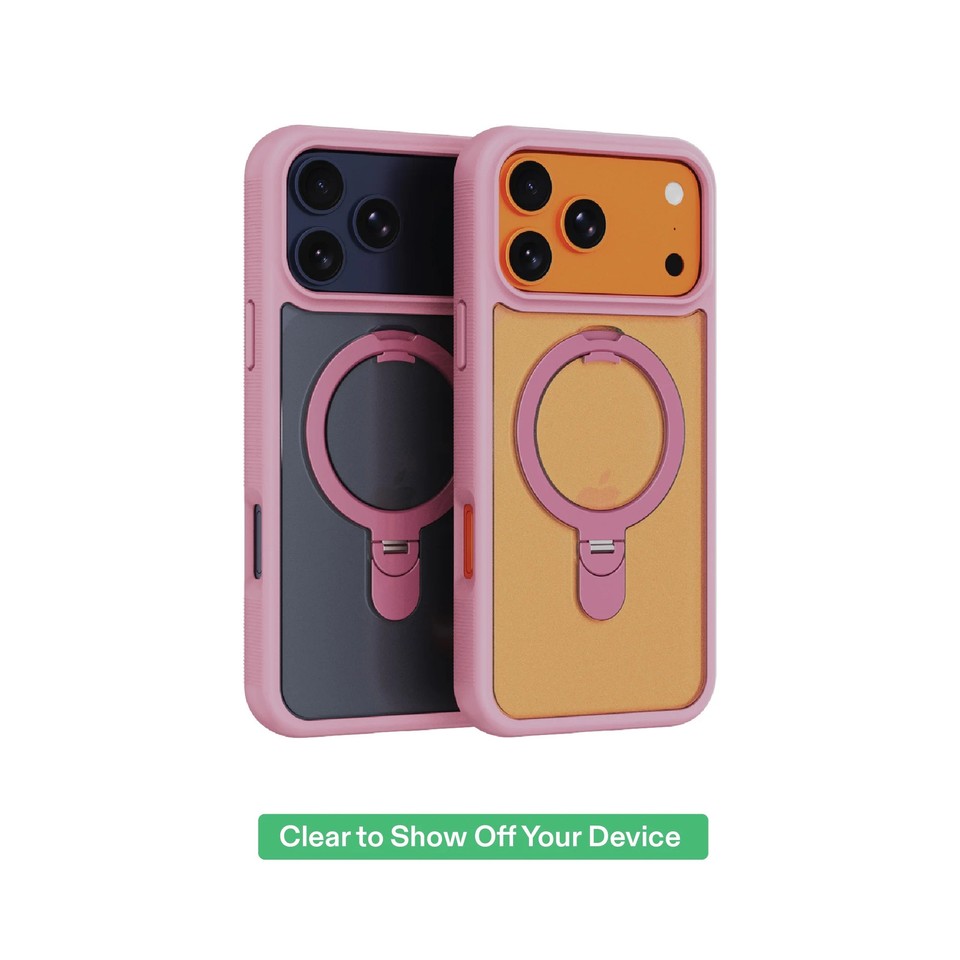 MagSafe Phone Case with Kickstand Pink Frosted Clear | eBay UK