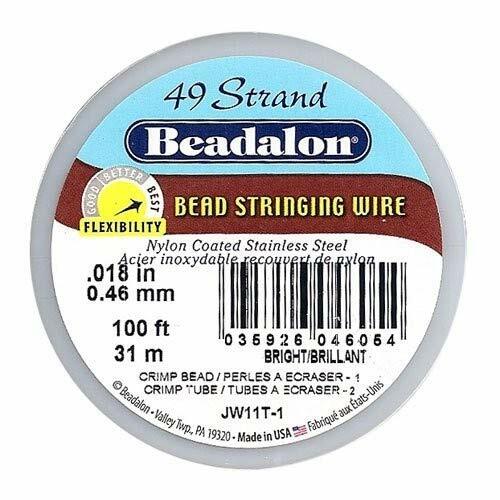 Beadalon 49-Strand 0.018" (0.46 mm) 100 ft (30.5 m) Bright Bead UNITS ...