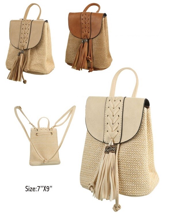 Woven Mini Backpack With Tassels Multi Wear Cross Body Assorted Colors ...