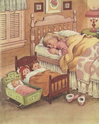 Handmade Set of TWO 5x7 Retro Vintage GOODNIGHT DOLLS Cotton Fabric ...