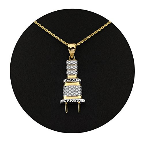 LoveBling 10K Yellow Gold Plug Charm Pendant (1.67" x .58") | eBay