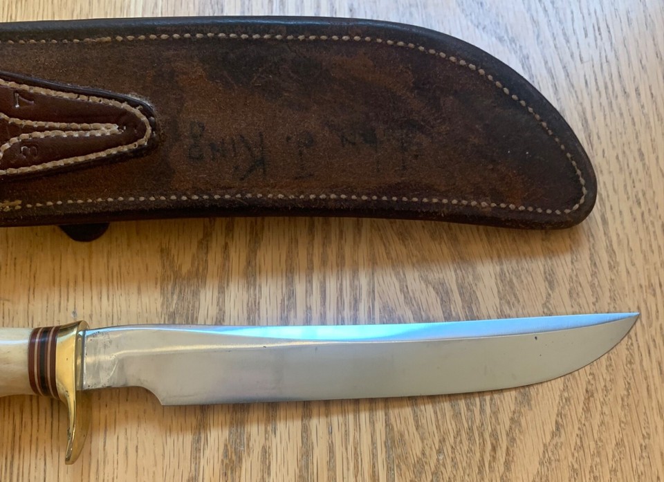 AWESOME VINTAGE RANDALL FG STAG #3-7 KNIFE W/ ROUGH BACK SHEATH USED N7 ...