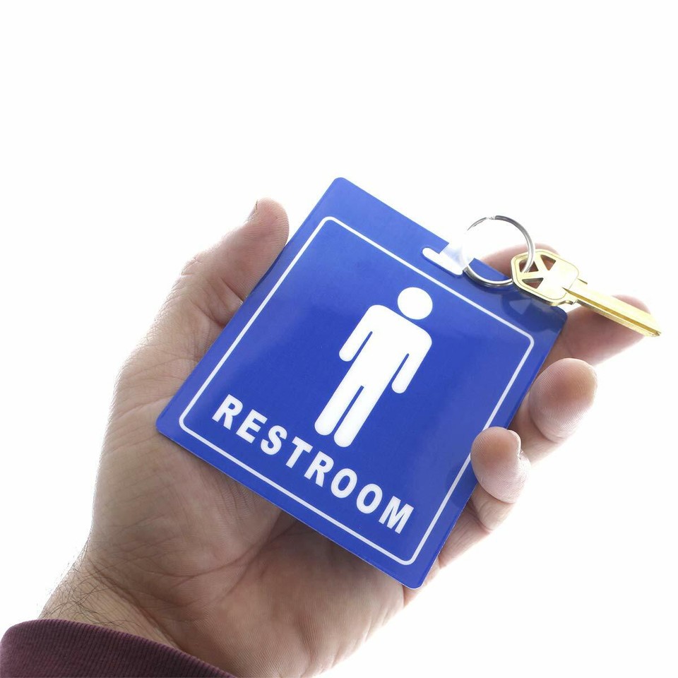 2 Pack Restroom Pass Keychains (1 Mens / 1 Womens) Flexible Bathroom ...