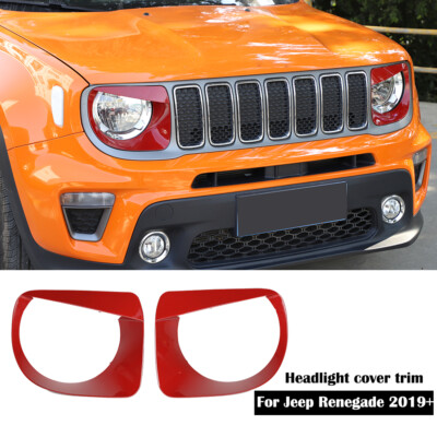 Red Front Headlight Lamp Trim Cover For Jeep Renegade 2019+ Exterior ...