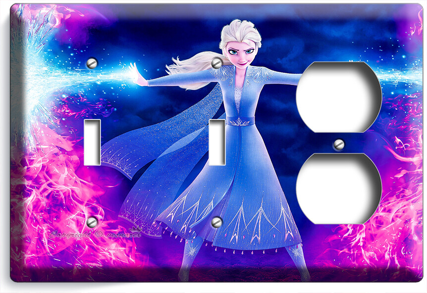 FROZEN 2 ELSA THROWING ICE FLAMES LIGHT SWITCH OUTLET WALL PLATES NEW ...