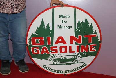 Large Giant Gasoline Gas Station 30" Heavy Metal Porcelain Sign | eBay