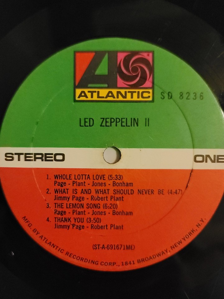 LED ZEPPELIN II [LP] 1969 Vinyl Record Atlantic SD 8236 ME Label Matrix ...