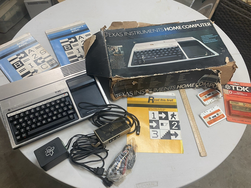 VINTAGE Texas Instruments Ti-99/4A Home Computer w Box, Cords, plus ...