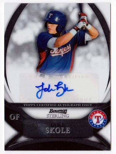 Jake Skole 2010 Bowman Sterling Rookie AUTOGRAPH Texas Rangers RC 1st ...