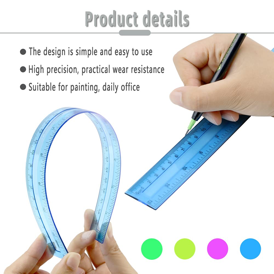 32 PCS Clear Plastic Rulers,12 Inch Plastic Rulers Bulk Transparent ...